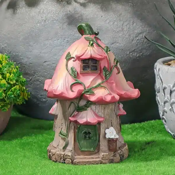 Fairy Garden Pink Flower House - Fairy Gardens UK